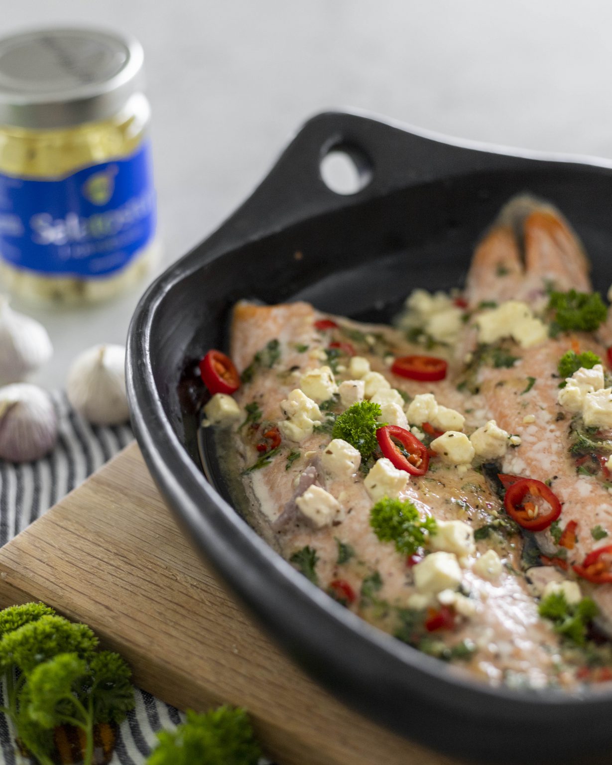 Hunangsmerineruð bleikja með fetaosti og chillí - Linda Ben